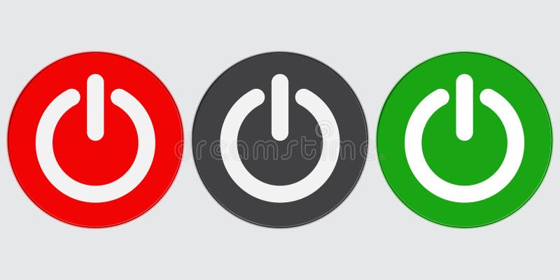 Power Switch Button with Turn Off Icons and Shut Down Symbols in Round ...