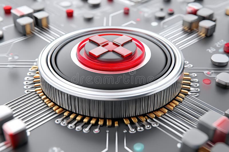 The Power of Technology: a Red Button Symbolizing Blockchain ...