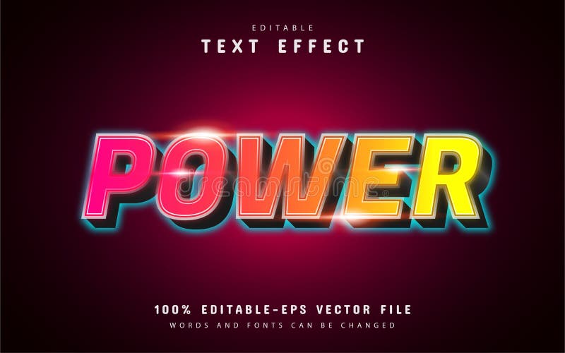 Power Text Effect with Gradient Stock Vector - Illustration of glow ...