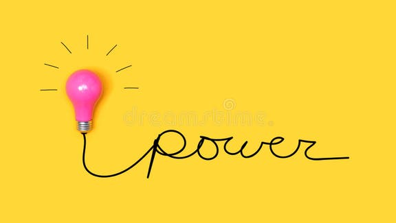 Power Text with a Light Bulb Stock Photo - Image of lightbulb, simple ...