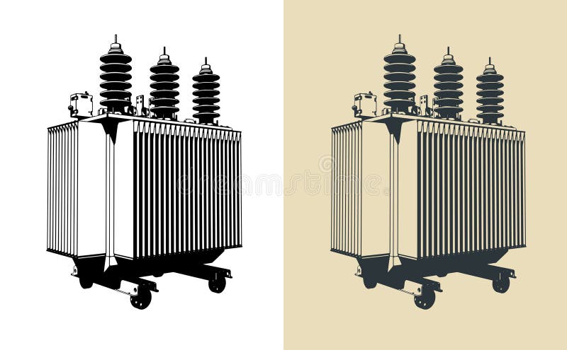 Power Three-phase Transformer Stock Illustration - Illustration of ...