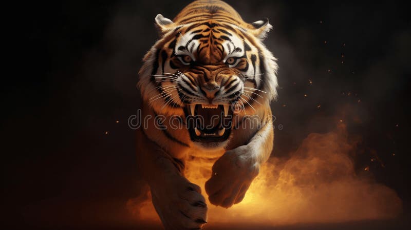 Power of Tiger Wildlife Concept. Ai Generated Stock Illustration ...