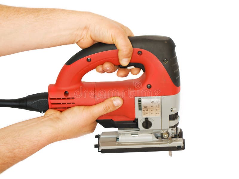 Power tool stock image. Image of sawing, hands, isolated - 9048817