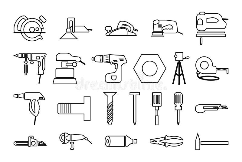 Power Tool Icons Set. Vector Stock Illustration - Illustration of drill ...