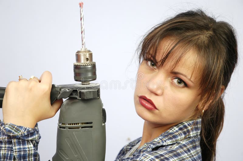 Power tool woman stock photo. Image of model, worker, cutie - 294606