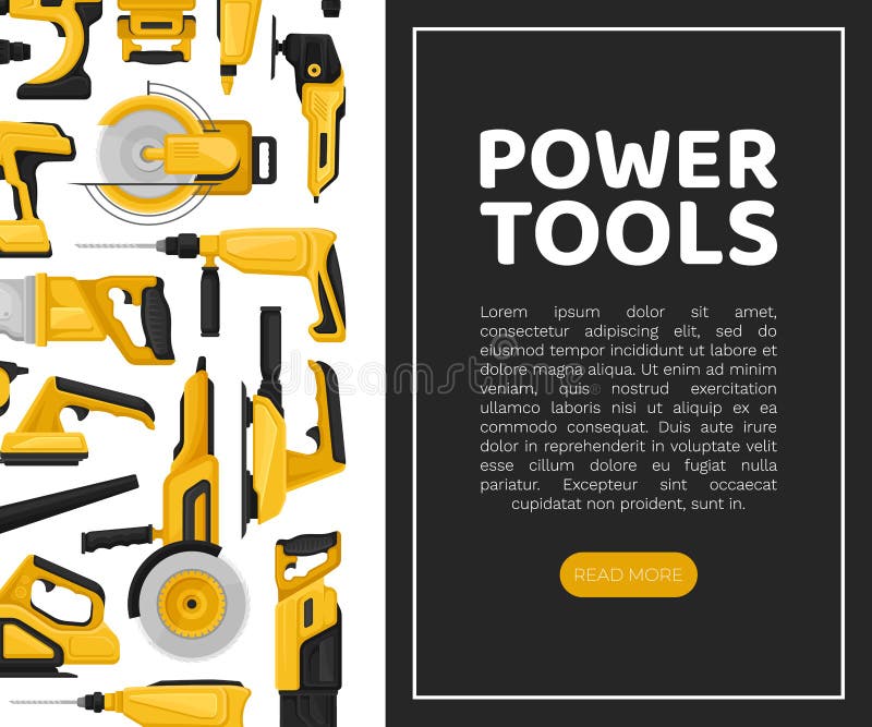 Power Tools Banner Design with Building Instrument Vector Template ...