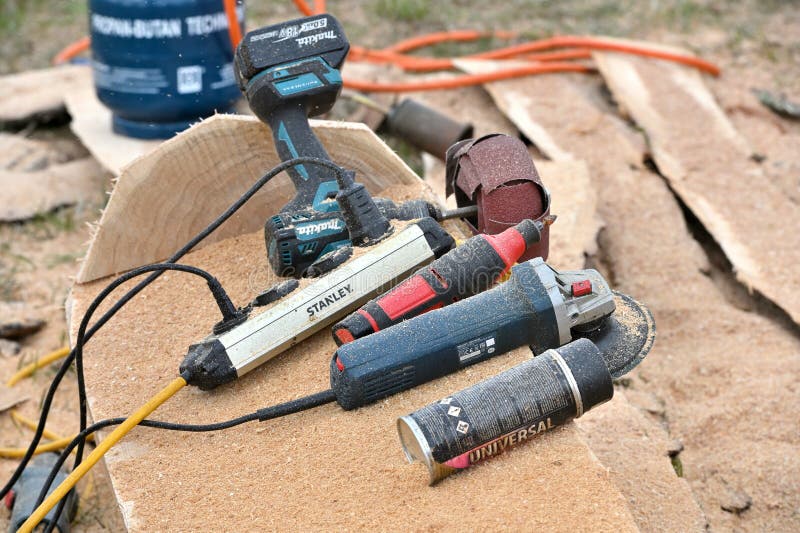 Power Tools in Carpentry Workshop Editorial Photography - Image of ...