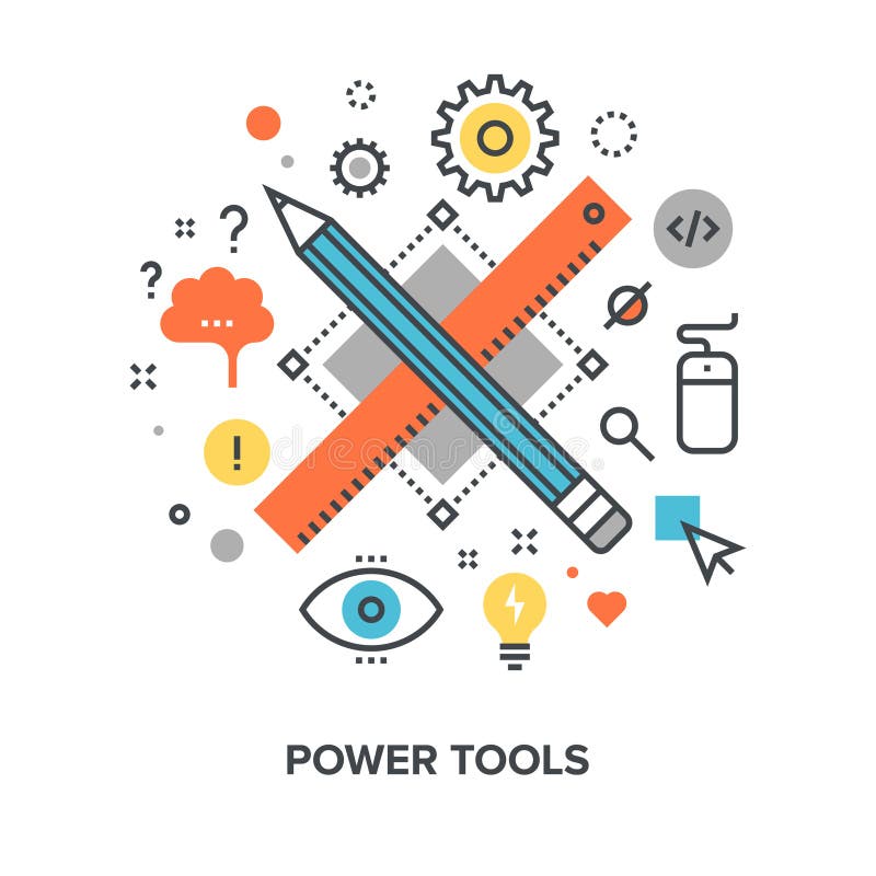 Power Tools Flat Line Icon Design Concept Stock Vector - Illustration ...