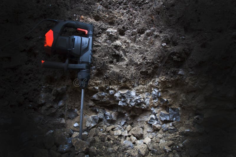Power Tools. Hammer Drill. Breaks the Rock Stock Image - Image of miner ...