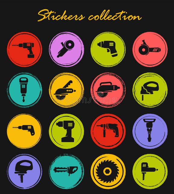Power tools icons set stock illustration. Illustration of symbols ...