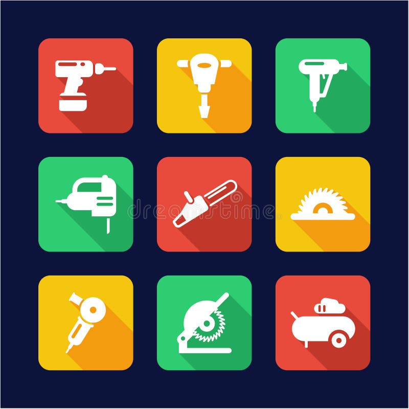 Power Tools Icons Flat Design Stock Vector - Illustration of hand ...