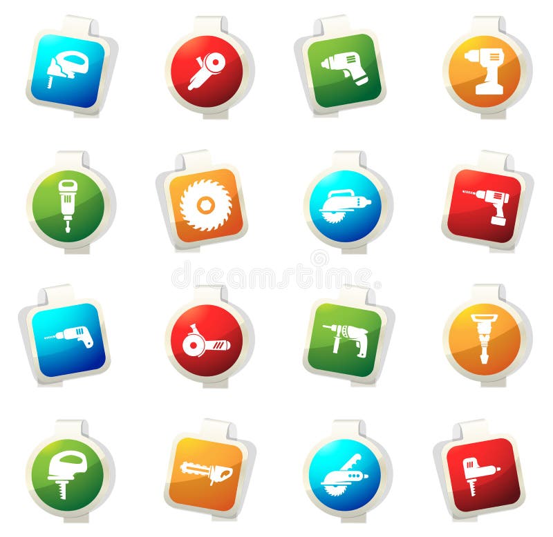 Power tools icons set stock illustration. Illustration of hammer - 89235512