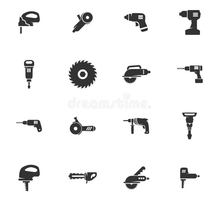 Power tools icons set stock illustration. Illustration of technology ...