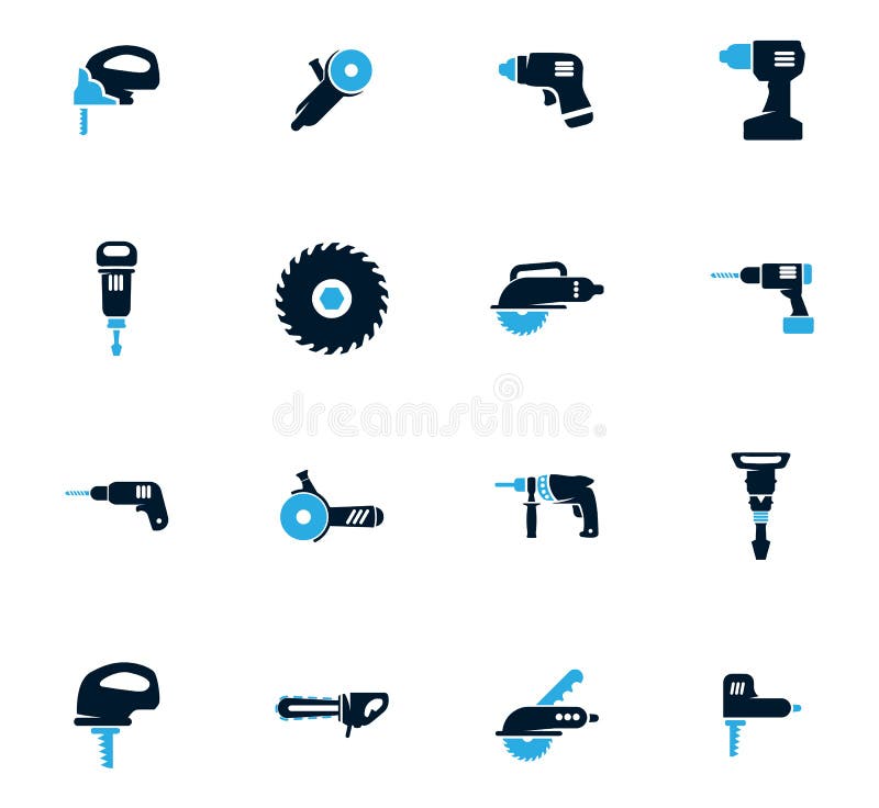 Power tools icons set stock vector. Illustration of drill - 89022591