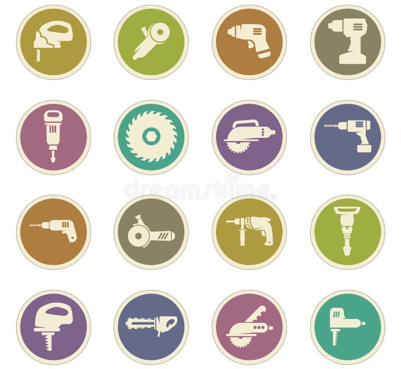 Power tools icons set stock vector. Illustration of drill - 89022591