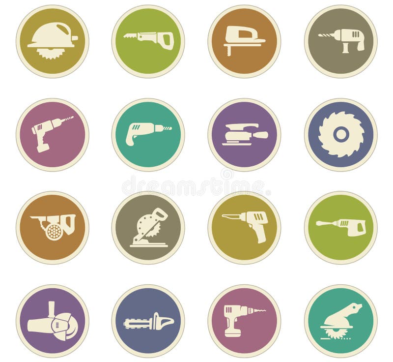 Power tools icons set stock illustration. Illustration of graphic ...