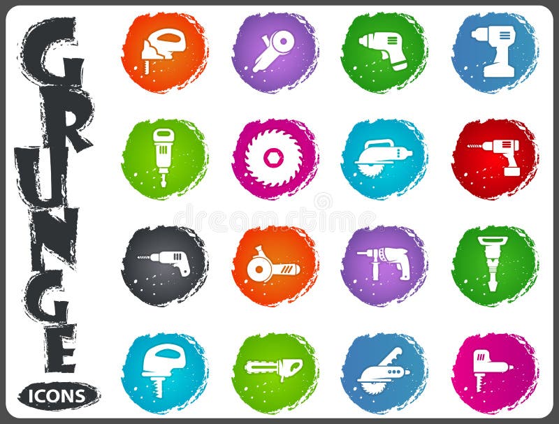 Power tools icons set stock illustration. Illustration of circular ...