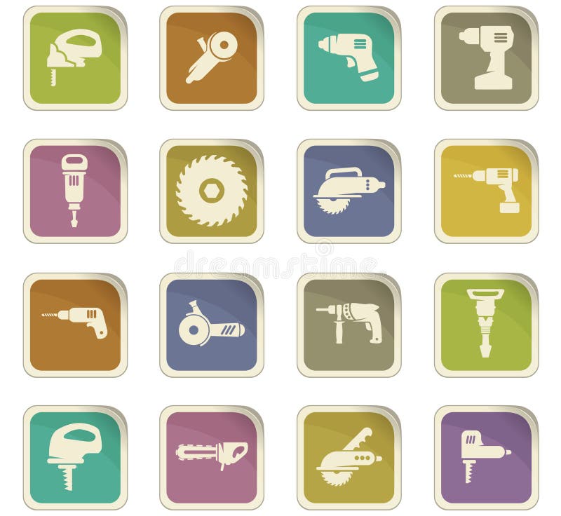 Power tools icons set stock illustration. Illustration of pictogram ...