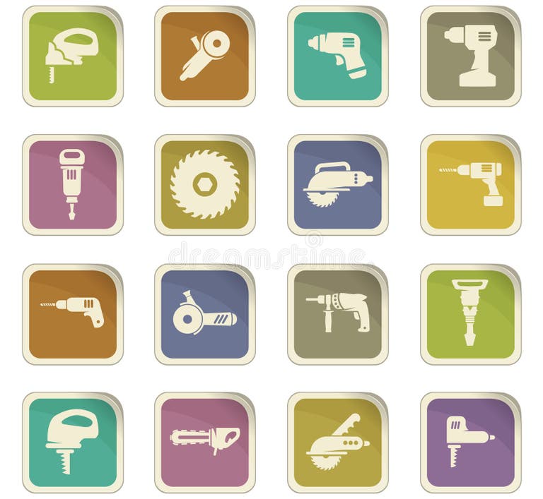 Power tools icons set stock illustration. Illustration of pictogram ...