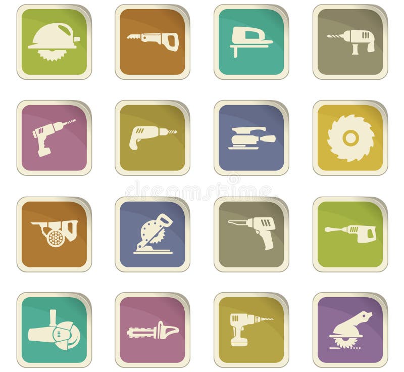Power tools icons set stock illustration. Illustration of circular ...