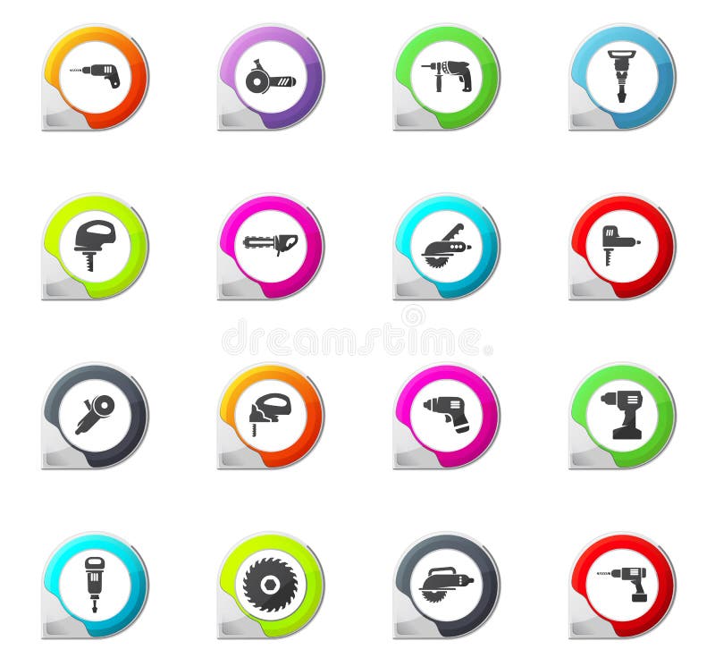 Power tools icons set stock illustration. Illustration of graphic ...