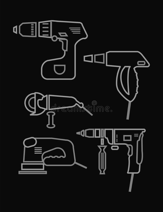 Power Tool Icons Set. Vector Stock Illustration - Illustration of drill ...