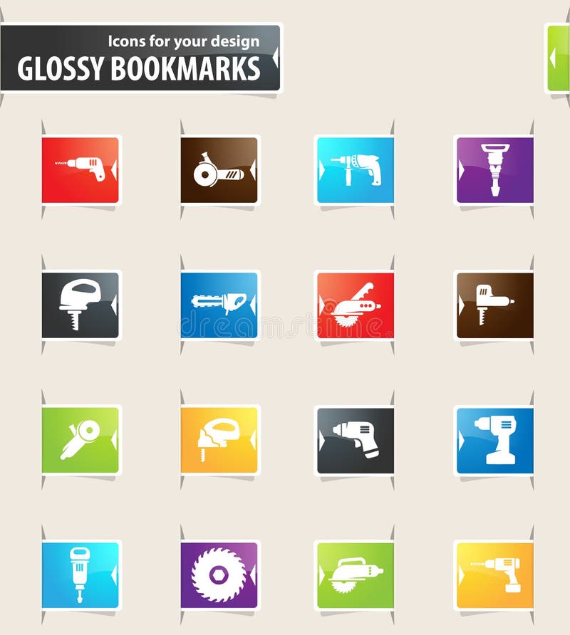 Power tools icons set stock vector. Illustration of automatic - 89087888