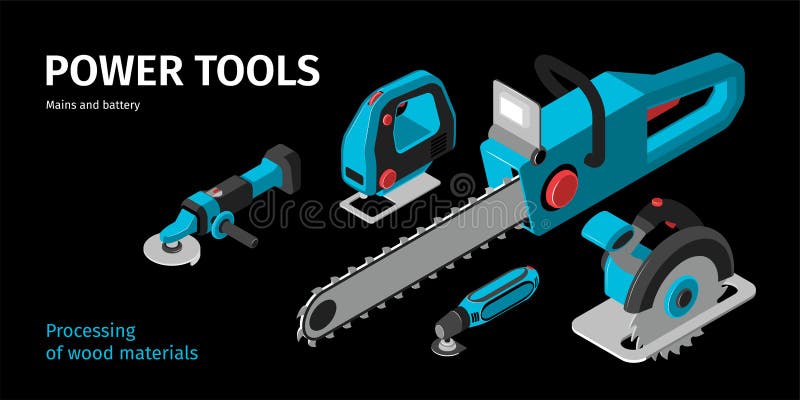 Power Tools Isometric Banner Stock Vector - Illustration of instrument ...