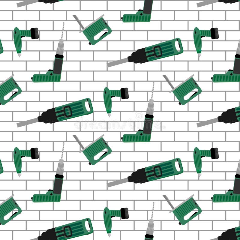 Cordless Power Tools with Battery on White Background Stock Vector ...