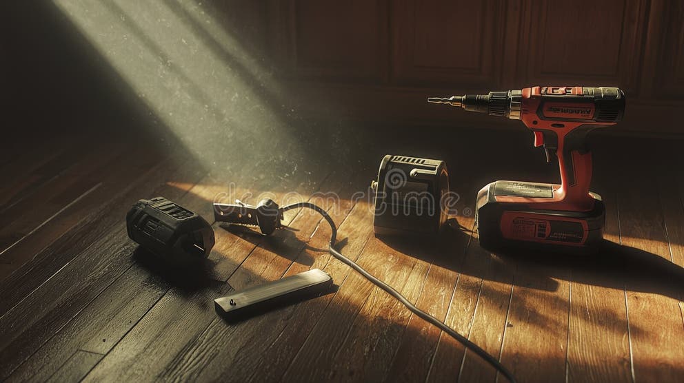 Power Tools Showcasedrill Saw and Sander in a Sunlit Workshop Capturing ...