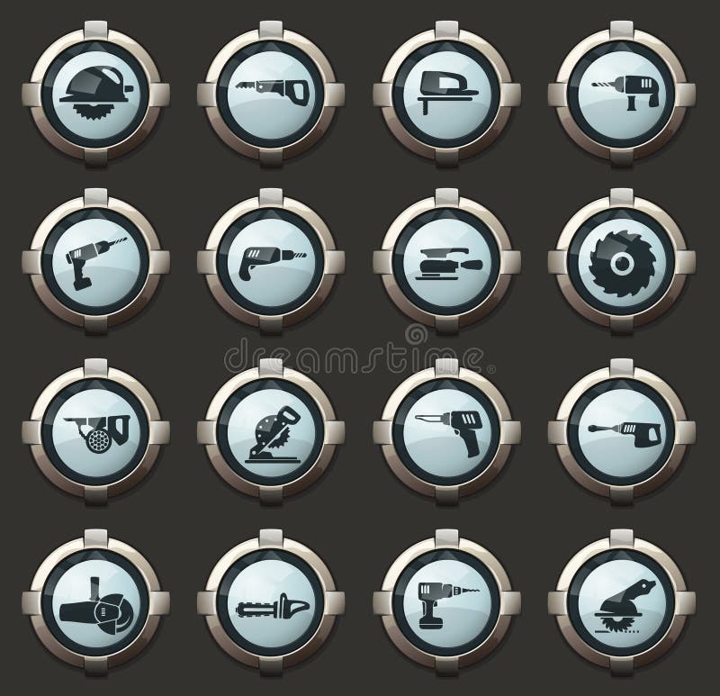 Power tools icons set stock vector. Illustration of machine - 134983929