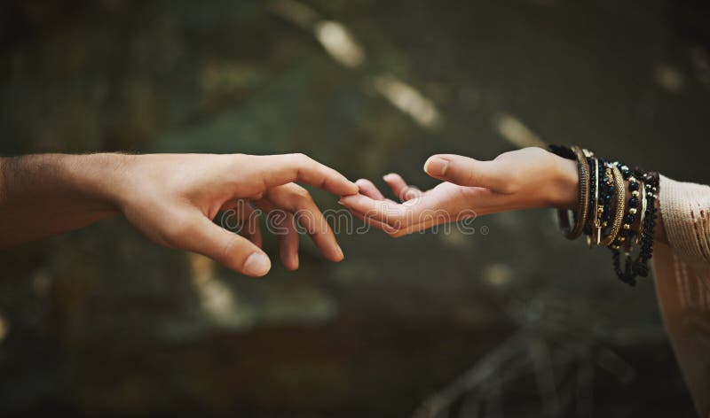 The Power of Touch. a Couple Touching Each Others Fingers. Stock Photo ...