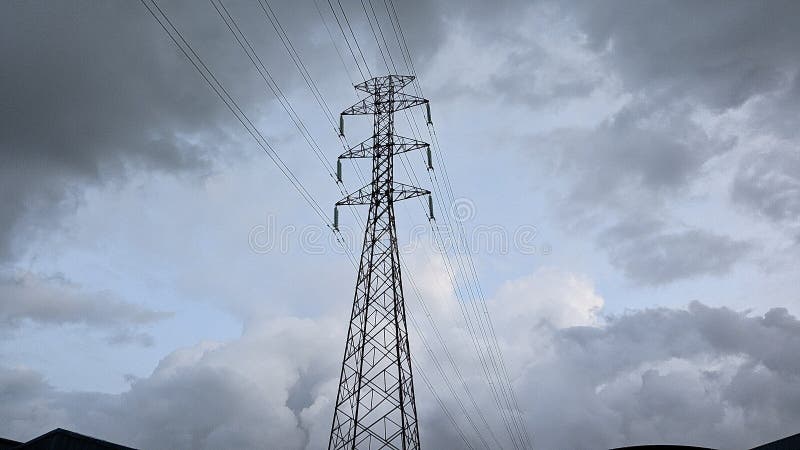 Power Tower with Cloudy Clouds Stock Photo - Image of electricity ...
