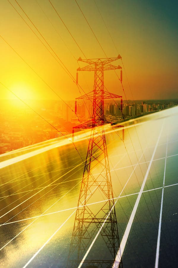 Power Tower at Sunset with Beatiful Sky. Concept Image Stock Image ...