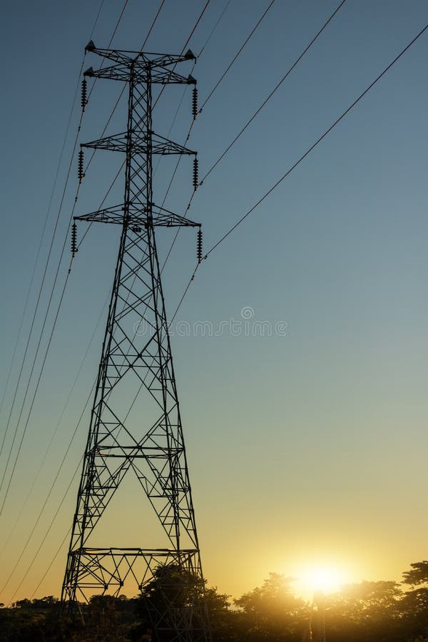 Power Tower at Sunset with Beatiful Sky. Concept Image Stock Image ...