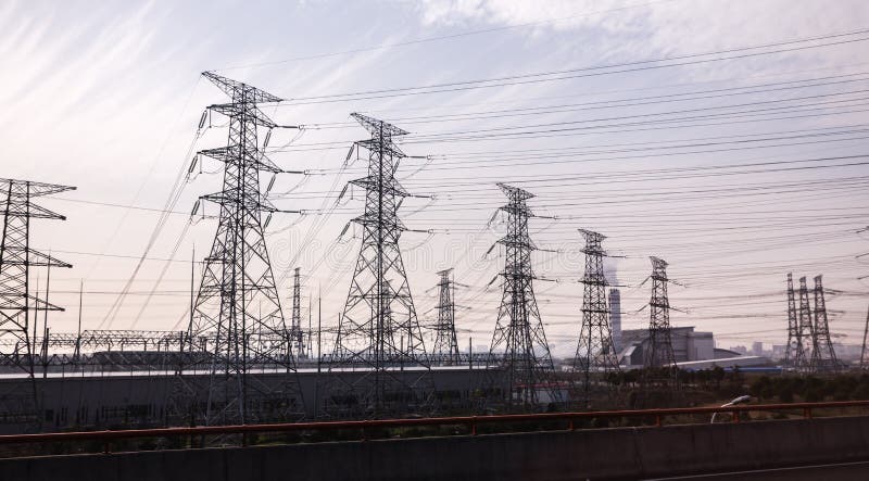 Power Towers with Electricity Cables Stock Image - Image of pole, metal ...