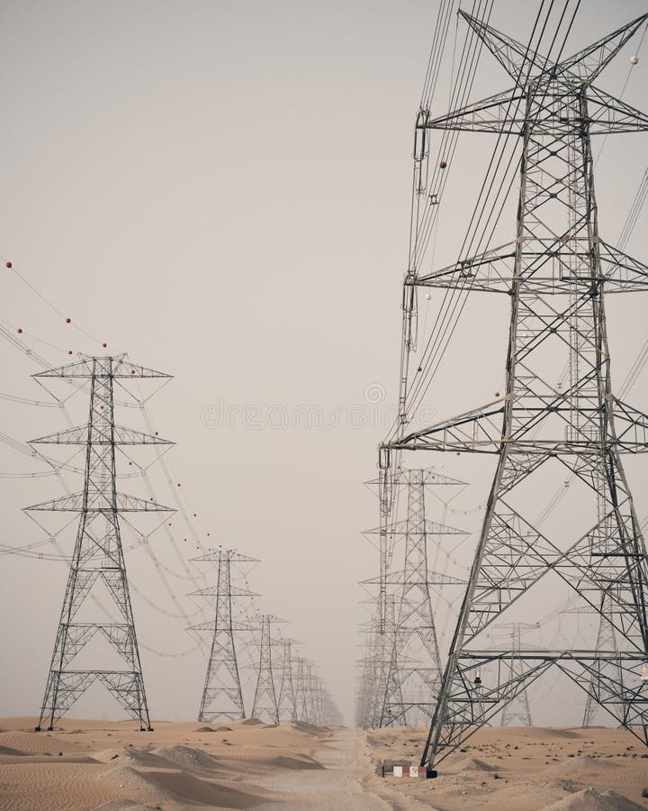 Power Towers on a Gloomy Day Stock Image - Image of technology ...