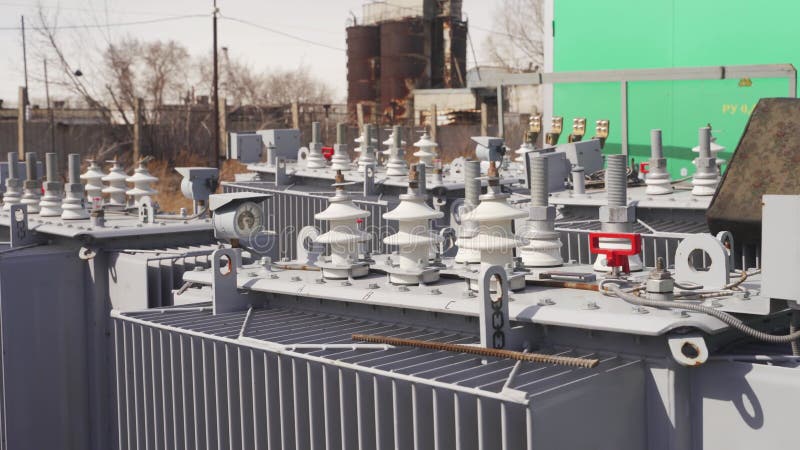 Power Transformer at Electrical Distributing Substation Warehouse. High ...