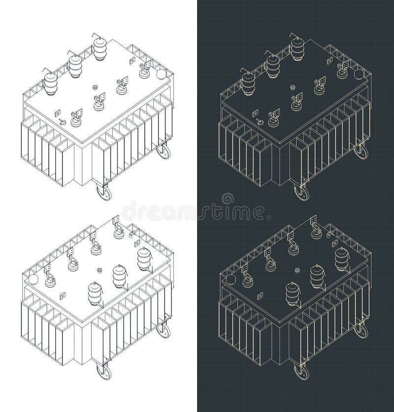 Power Transformer Isometric Blueprints Stock Vector - Illustration of ...