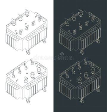 Power Transformer Isometric Blueprints Stock Vector - Illustration of ...