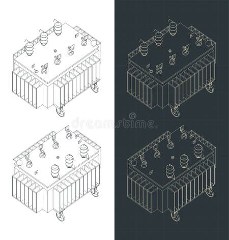 Power Transformer Isometric Blueprints Stock Vector - Illustration of ...