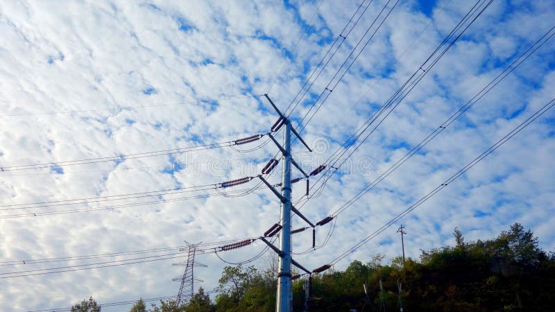 Power Transmission Cables Under the Blue Sky Stock Image - Image of ...