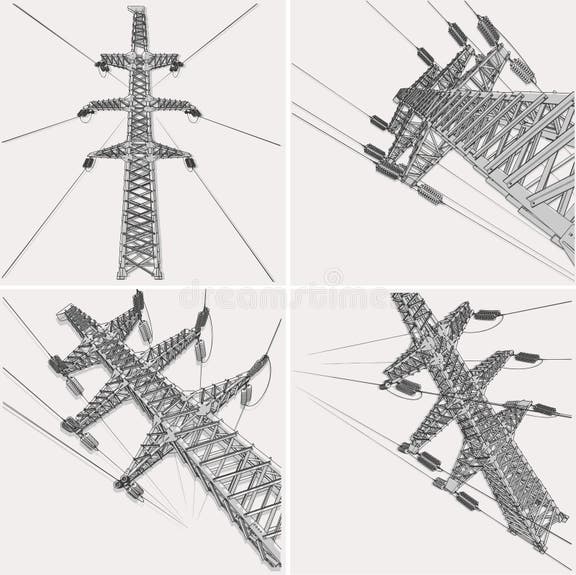 Power Transmission Line stock vector. Illustration of infrastructure ...