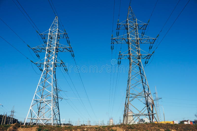Power transmission line stock image. Image of danger - 104970671