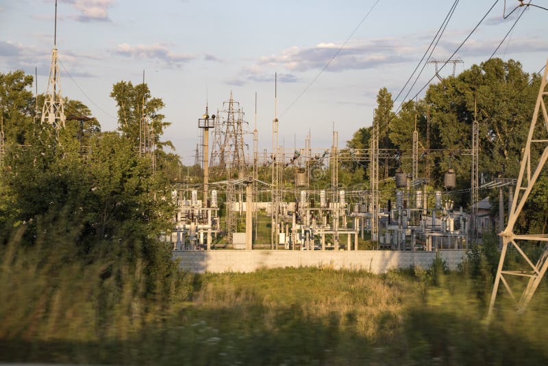 Power Transmission Line, Metal Construction, High-voltage Substation ...