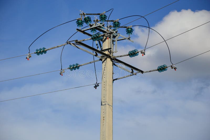 A Power Transmission Line on a Power Pole Stock Photo - Image of ...