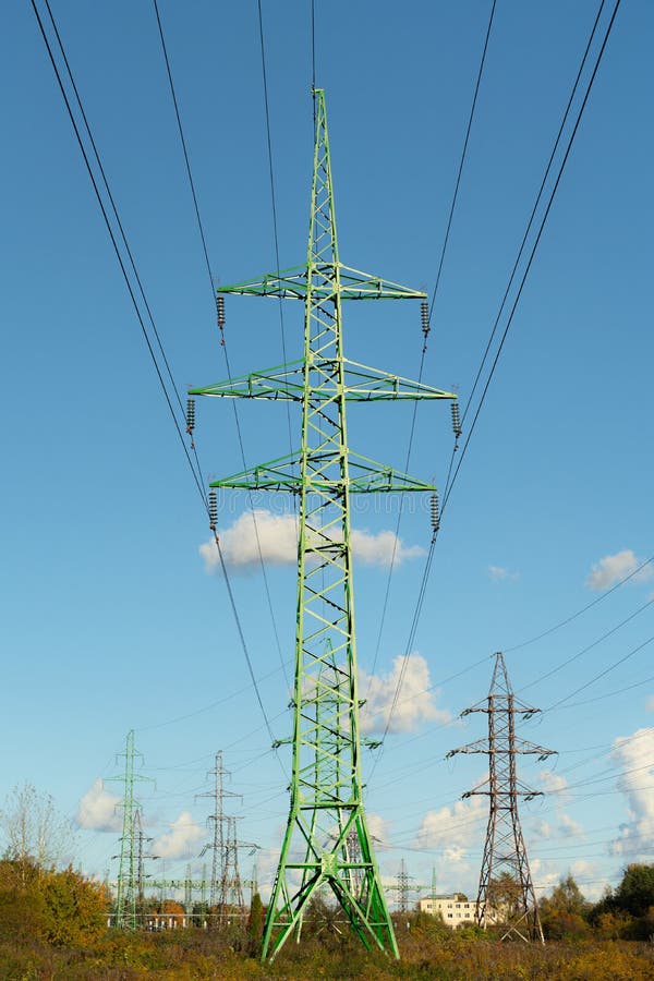 Power Transmission Line Pylons Stock Image - Image of background ...