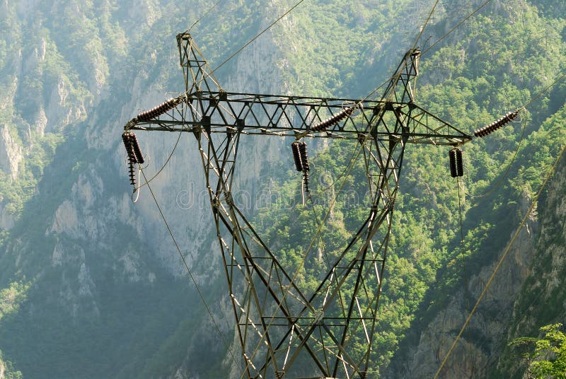 Power Transmission Line in the Wild Stock Photo - Image of pillar ...