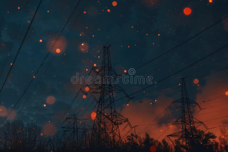 Power Transmission Lines Crossing Over Clouds Stock Image - Image of ...