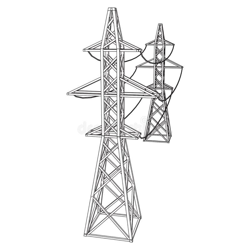 Power Transmission Tower High Voltage Pylon Stock Vector - Illustration ...